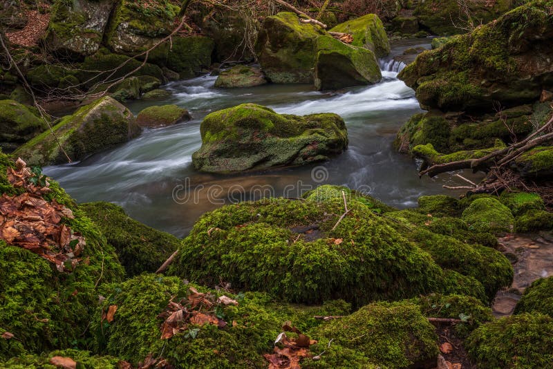Waterfall in the Forest in Autumn, Irrel Waterfalls. Stock Image ...