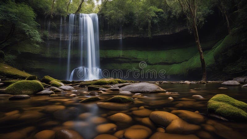Waterfall in the Forest a Beautifully Tranquil Image of Russell Falls ...