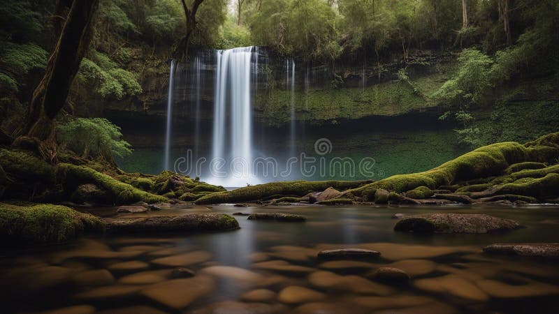 Waterfall in the Forest a Beautifully Tranquil Image of Russell Falls ...