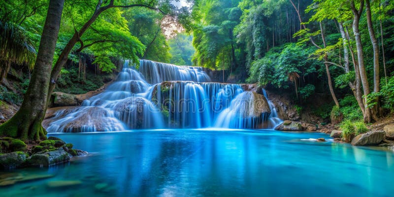 Waterfall in the Forest Blue Natural Water Source Generative by AI ...