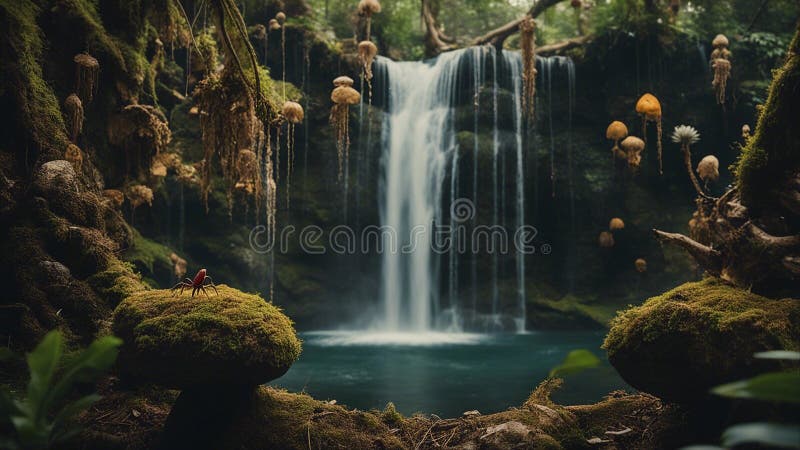 Waterfall in the Forest Horror Waterfall of Poison, with a Landscape of ...