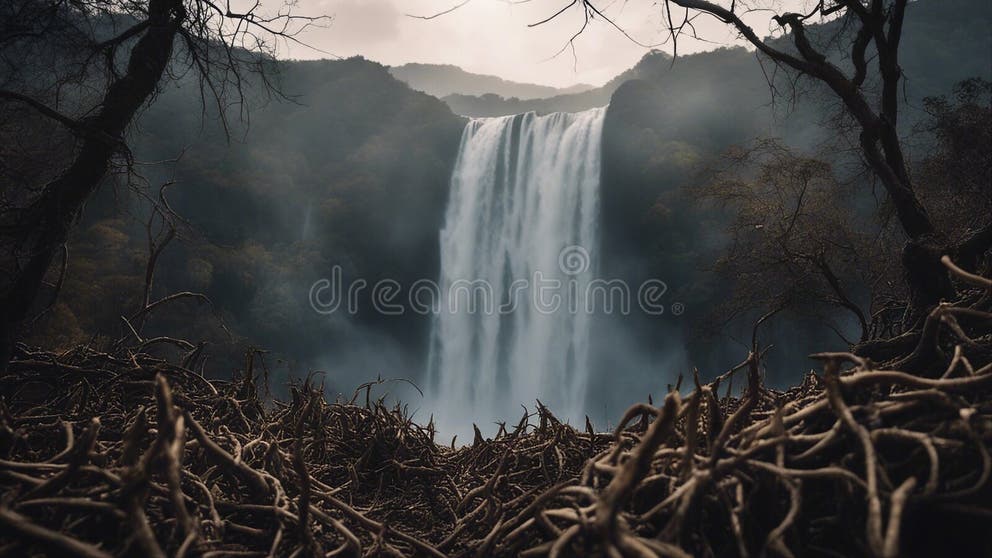 Waterfall in the Forest Horror Waterfall of Tears, with a Landscape of ...