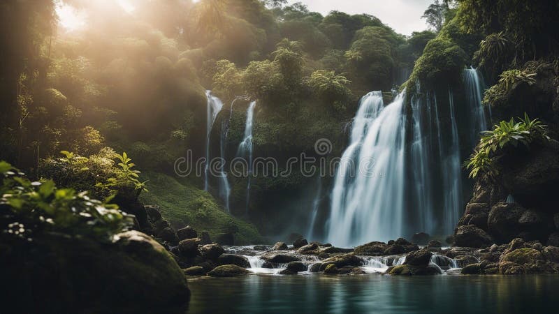 Waterfall in the Forest Horror Waterfall of Madness, with a Landscape ...