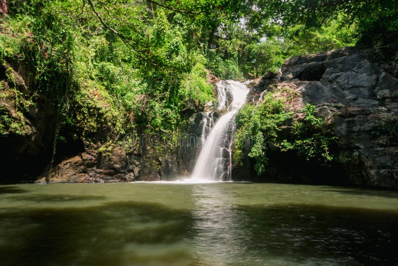 A Waterfall in the Forest, a Natural Stream of Water that Flows through ...