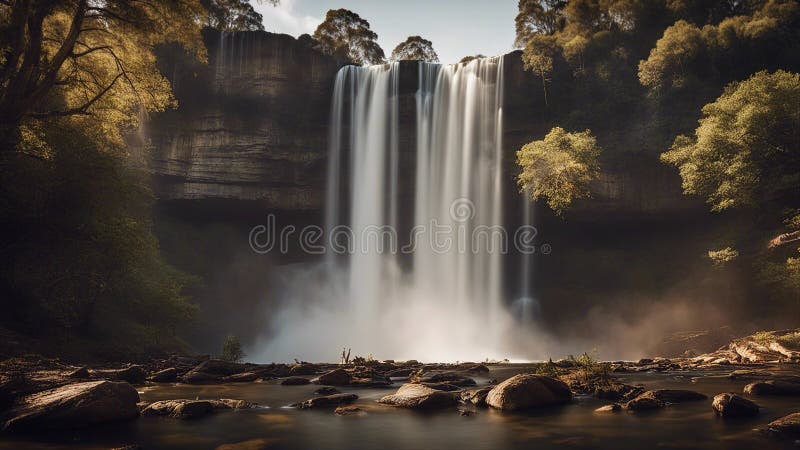 Waterfall in the Forest Steam Punk Waterfall of Steam, with a Landscape ...