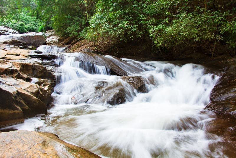 A waterfall in the forrest stock image. Image of green - 67345751