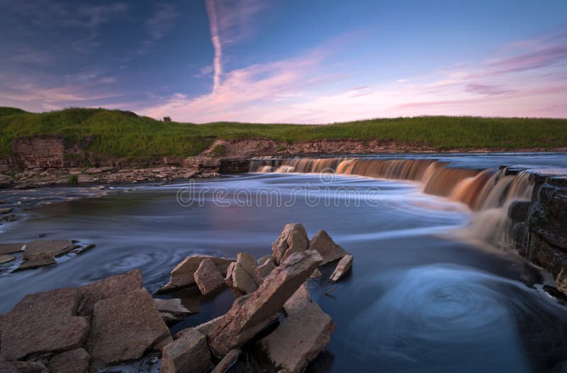 Waterfall with funnels stock image. Image of funnel, dusk - 25391803