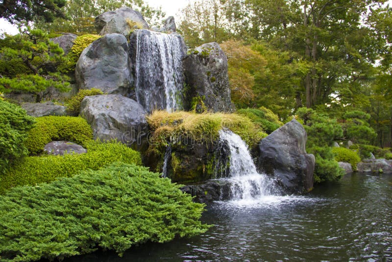 Waterfall in garden stock photo. Image of calmness, fall - 46232462