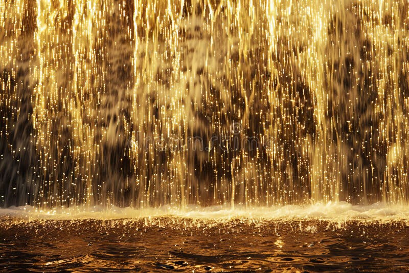 A Waterfall with Gold Colored Water Stock Photo - Image of liquid ...
