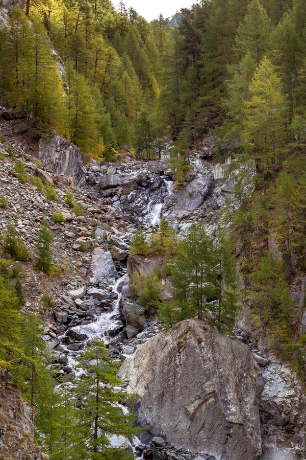 Waterfall at Gorner Gorge, Zermatt, Switzerland Stock Image - Image of ...
