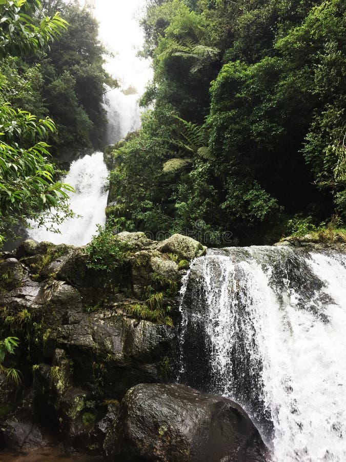 Waterfall in the Green Cliffside Stock Image - Image of waterfalls ...