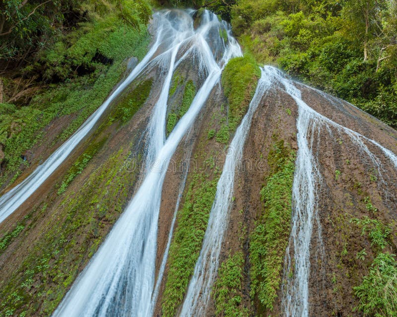 Waterfall through Green in Myanmar Near. Stock Photo - Image of ...