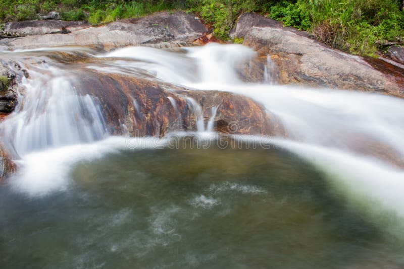Waterfall with Green Water at the Bottom Stock Photo - Image of natural ...