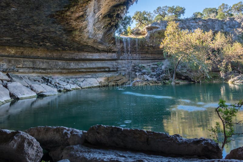 Waterfall at Hamilton Pool stock photo. Image of formations - 79652128
