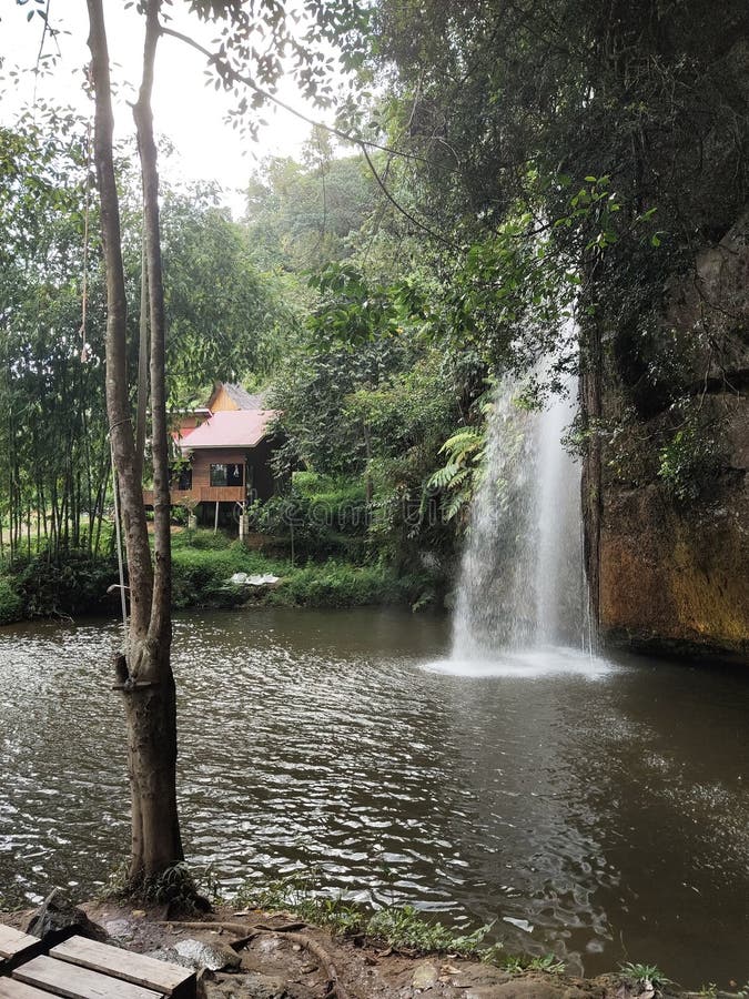 Waterfall in the Harau Village with Tree and Water Stock Photo - Image ...