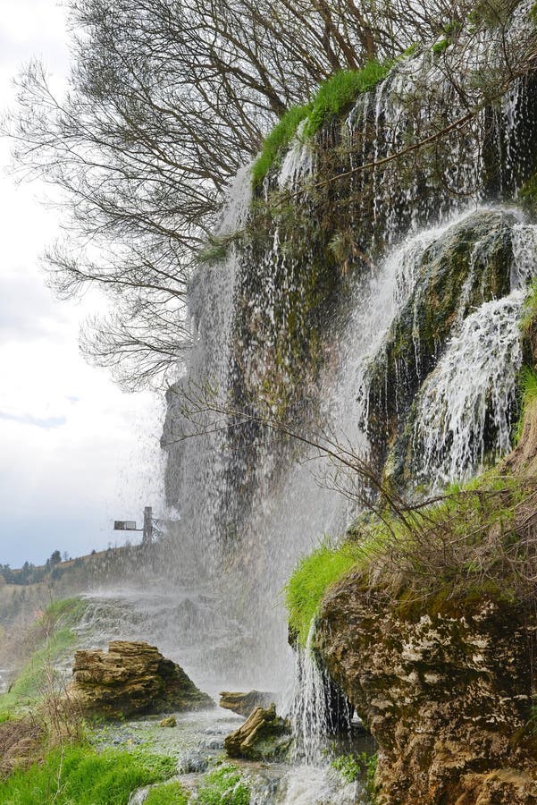Side View of the Waterfall with Thermal Water from Toplita, Romania ...