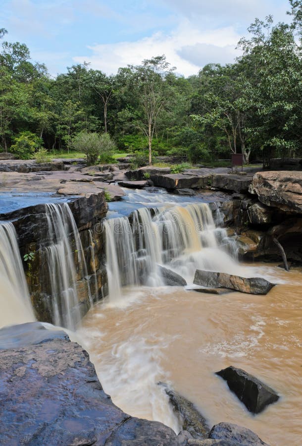 Waterfall after heavy rain stock photo. Image of rainforest - 33120252