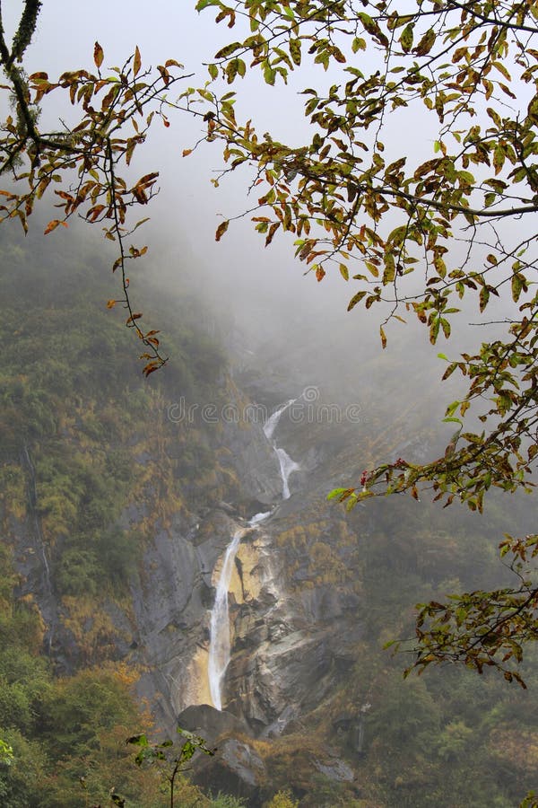 Waterfall in Himalaya Mountains Stock Image - Image of annapurna, water ...
