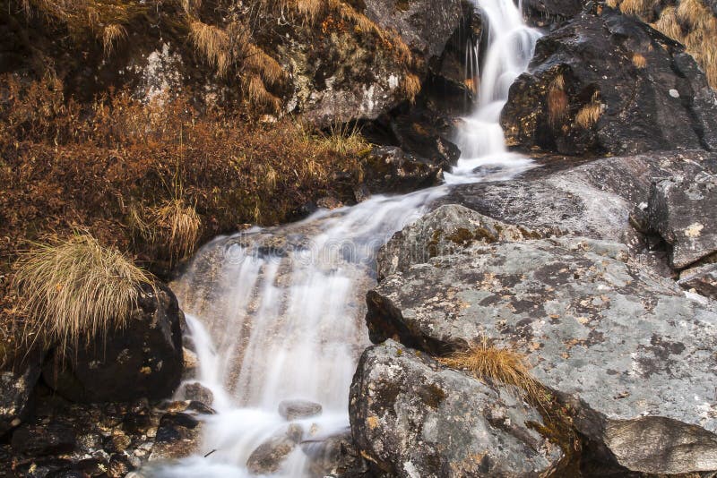 Waterfall in the Himalayan Slope Stock Photo - Image of adventure ...