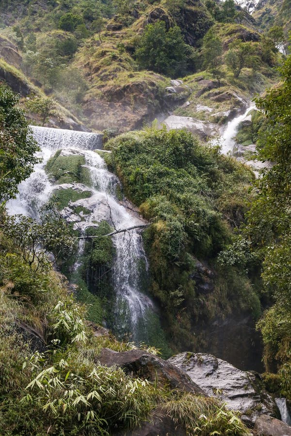 Waterfall in Himalayas stock image. Image of nepal, scenics - 54340571