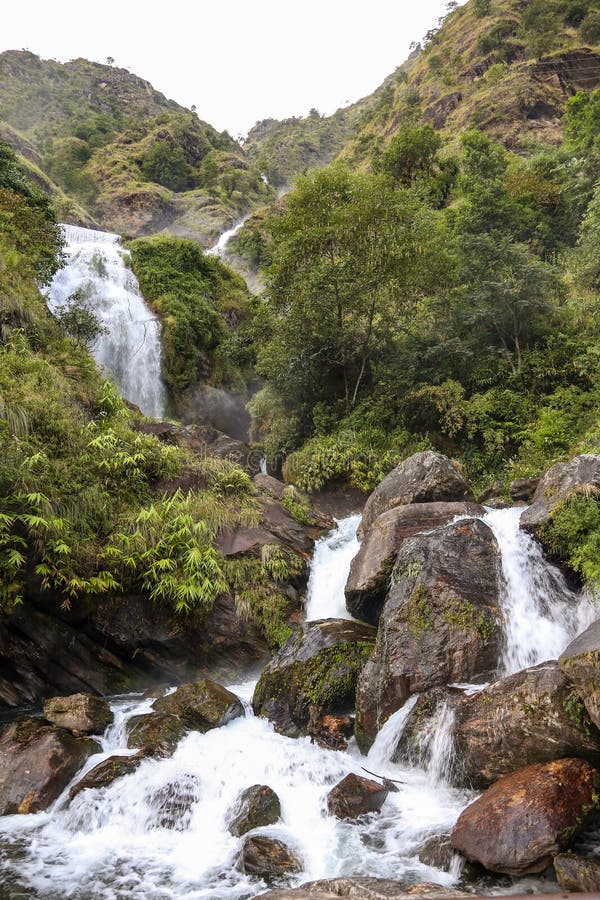 Waterfall in Himalayas stock photo. Image of exploration - 54340926