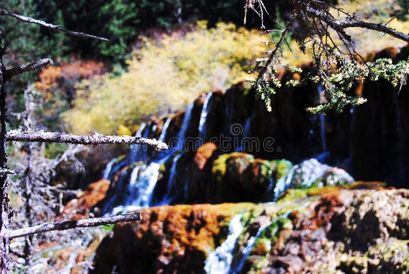 Waterfall in Huanglong stock image. Image of tree, calcified - 7004895
