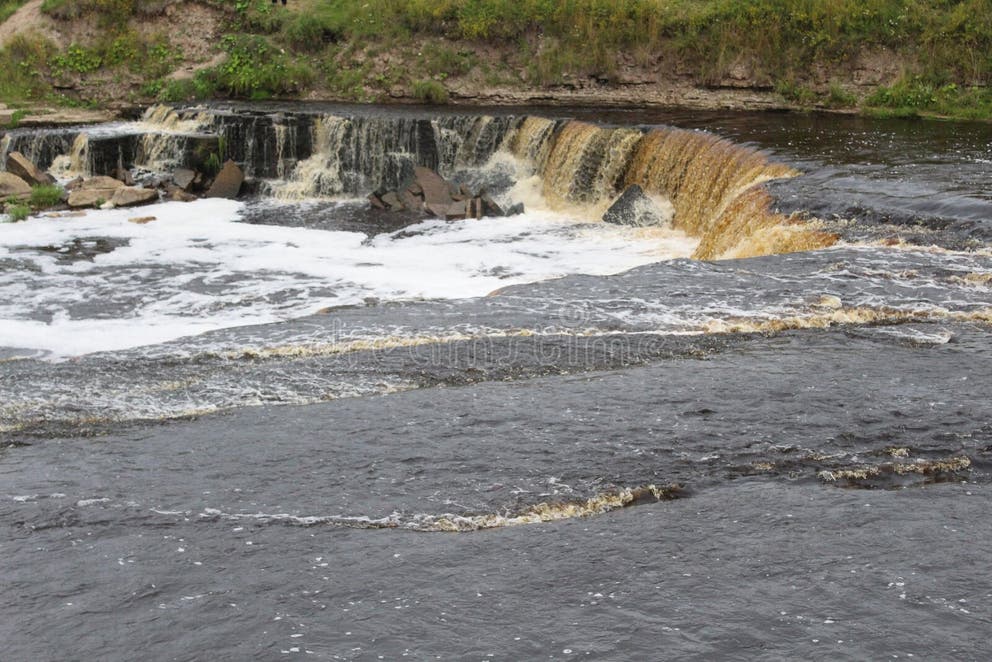 Waterfall with a Huge Current, Mountain Waterfall Stock Photo - Image ...