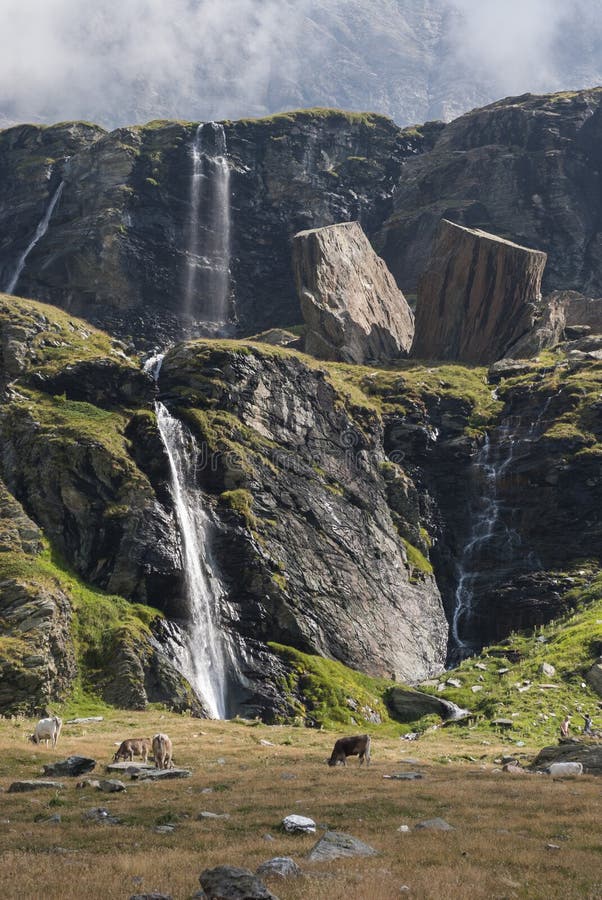 Waterfall and Huge Stone Blocks Stock Photo - Image of italy, blocks ...