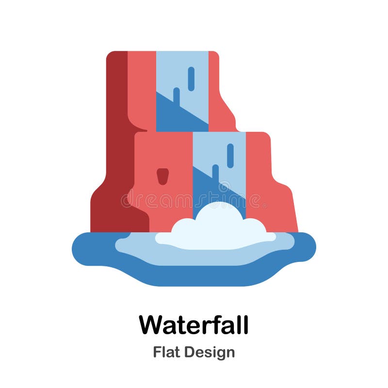 Waterfall Flat Icon stock vector. Illustration of landscape - 123790256