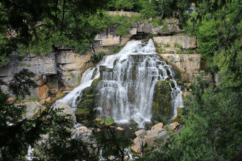 Waterfall stock image. Image of flora, iglis, stone, tree - 86058685