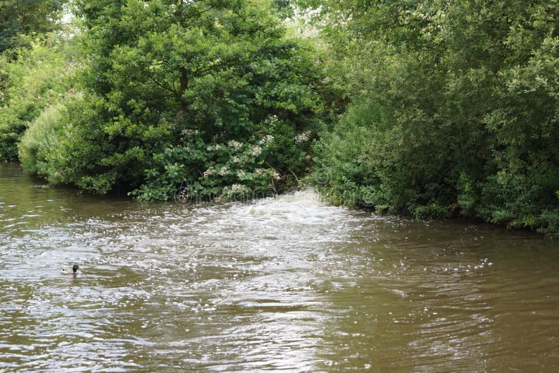 Waterfall Inlet on Canal in Countryside Image Stock Photo - Image of ...