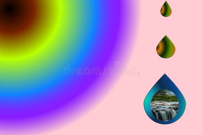 Waterfall Inside a Tear Drop with Radial Colors Stock Illustration ...