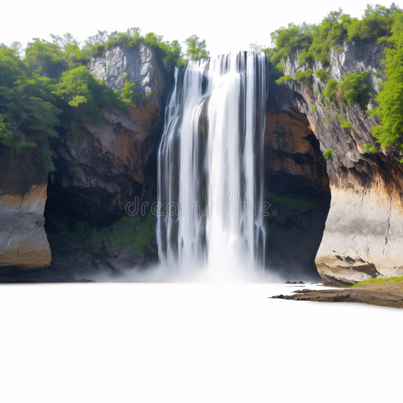 Waterfall Isolated on a White Background. Stock Illustration ...