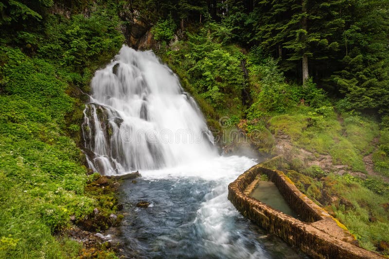 Waterfall at Jaun, Switzerland Stock Photo - Image of panorama, jaun ...
