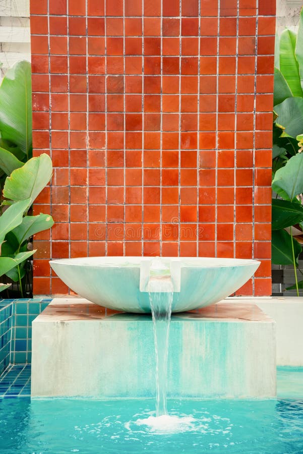 Waterfall Jet at the Swimming Pool on Daytime Stock Image - Image of ...