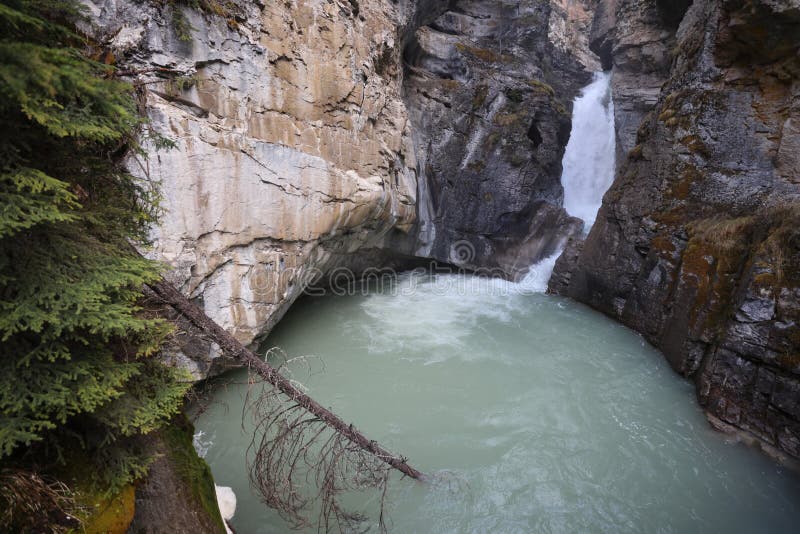 Waterfall in Johnston Canyon Banff National Park Stock Photo - Image of ...