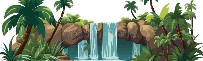 Waterfall in a Jungle Vector Simple 3d Smooth Cut Isolated Illustration ...