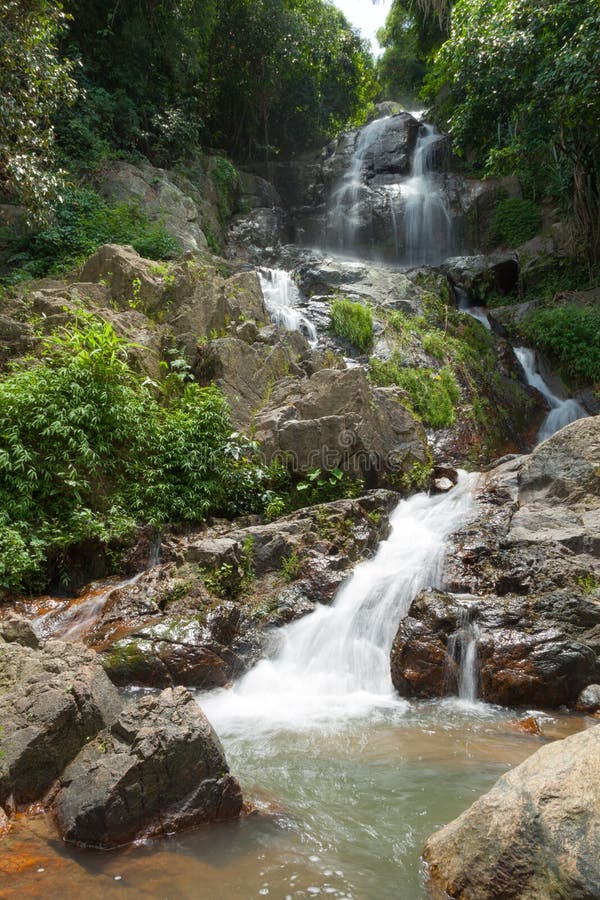 Waterfall on Koh Samui stock image. Image of asia, park - 61630259