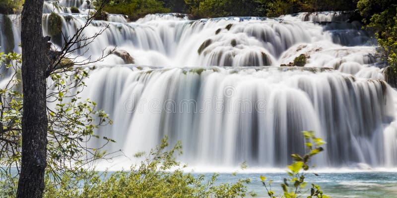 Waterfall in Krka National Park in Croatia. Stock Photo - Image of ...