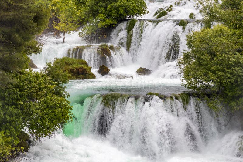 Waterfall in Krka National Park in Croatia. Stock Photo - Image of ...