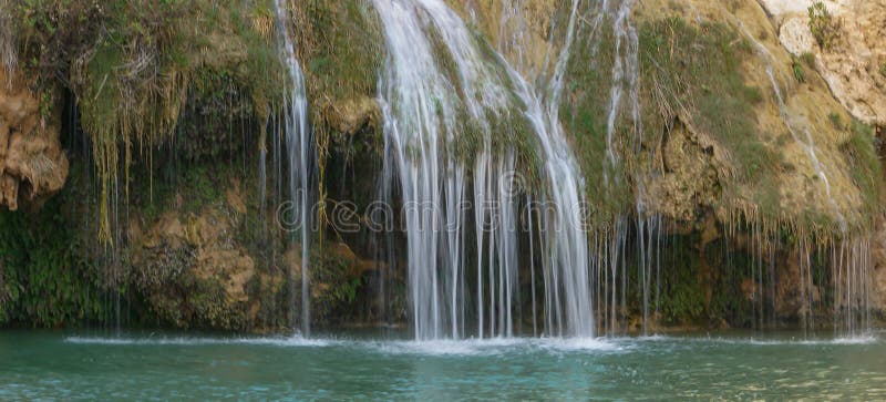 Waterfall in the Lagoon of Fuente Caputa in Murcia. Spain Stock Photo ...