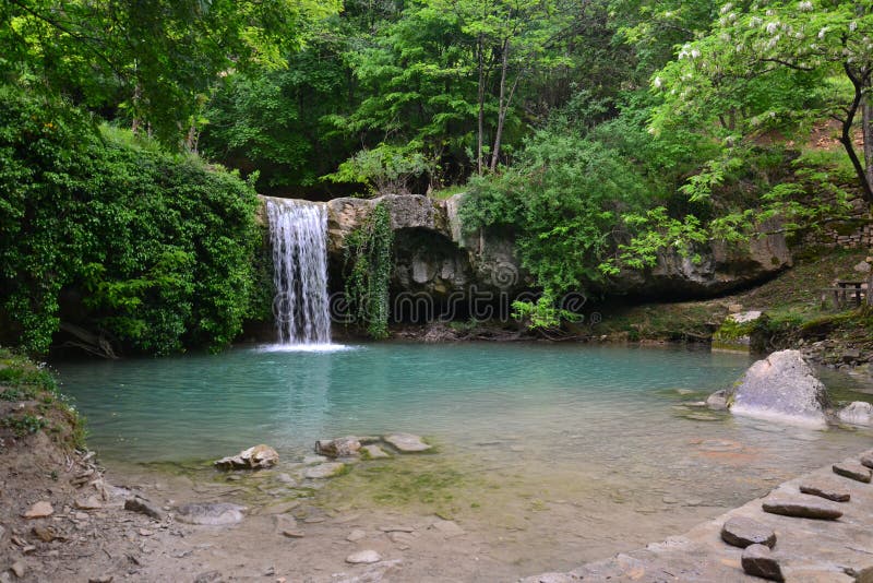 Waterfall lake stock photo. Image of lake, pond, grass - 43081768