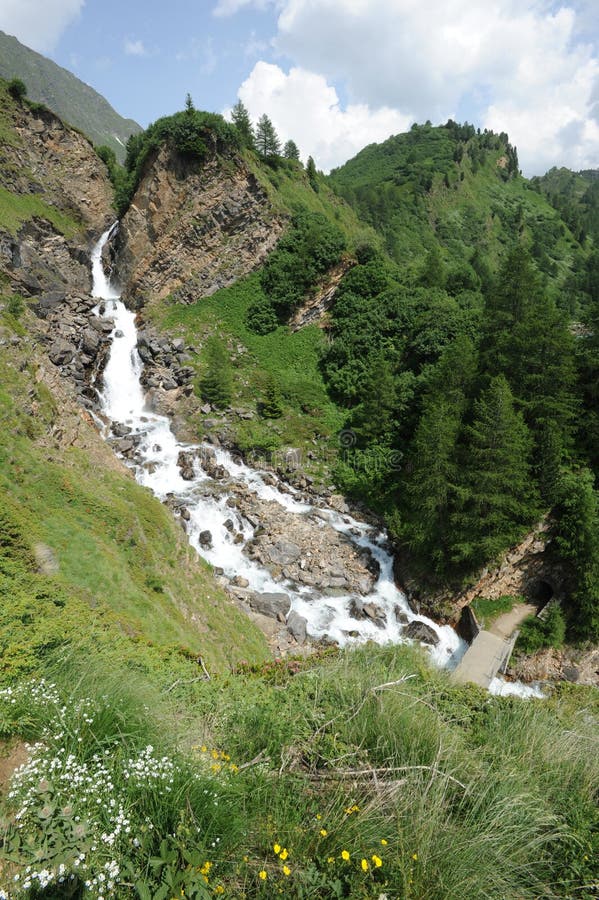 Waterfall of lake Ritom stock photo. Image of lake, piora - 33274894