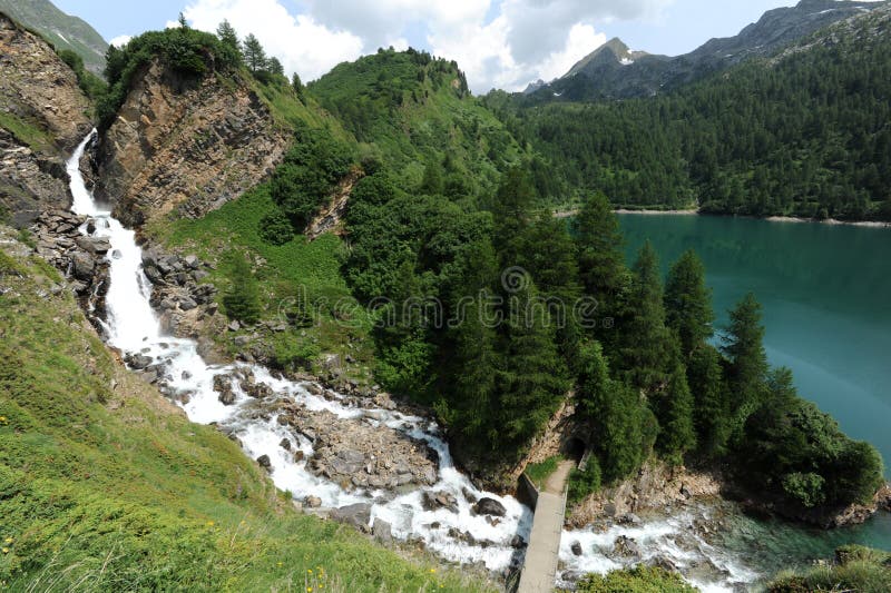 Waterfall of lake Ritom stock photo. Image of ritom, switzerland - 33275228