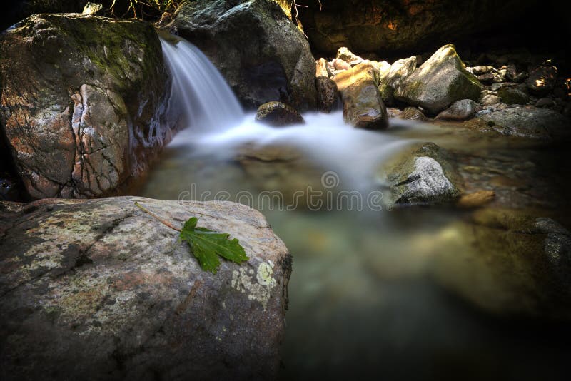 A waterfall in a lake stock image. Image of view, water - 96481807