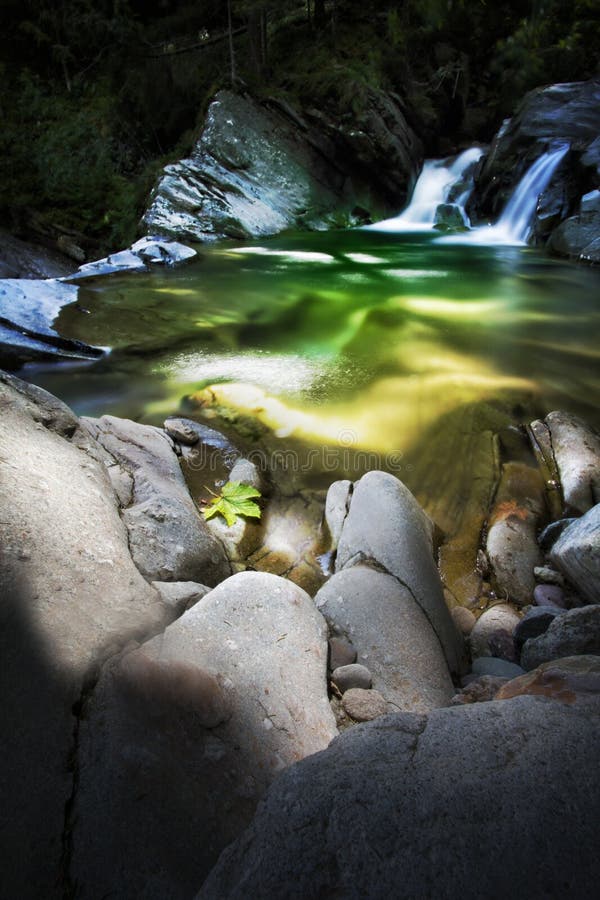 A waterfall in a lake stock image. Image of macro, river - 97663193