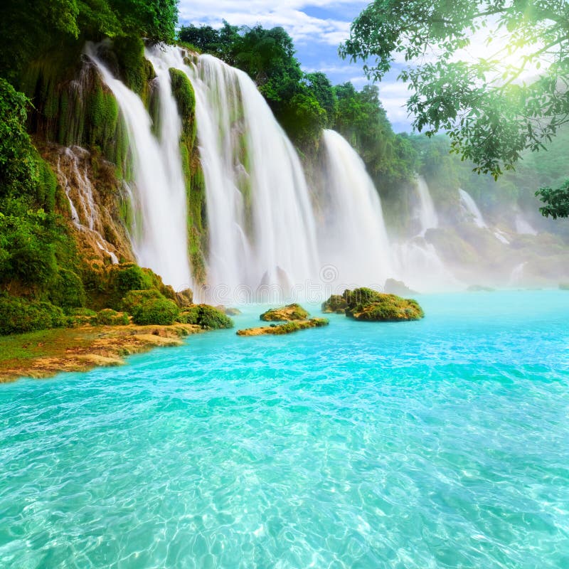 Waterfall landscape stock image. Image of beauty, china - 17366655