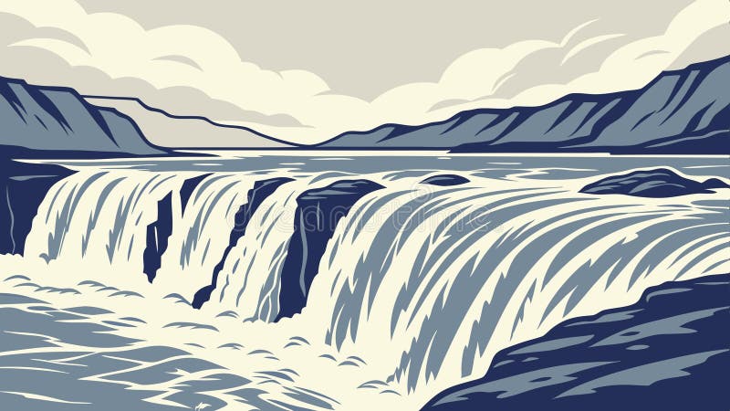 Waterfall Landscape Illustration, Nature Water Feature Vector Design ...