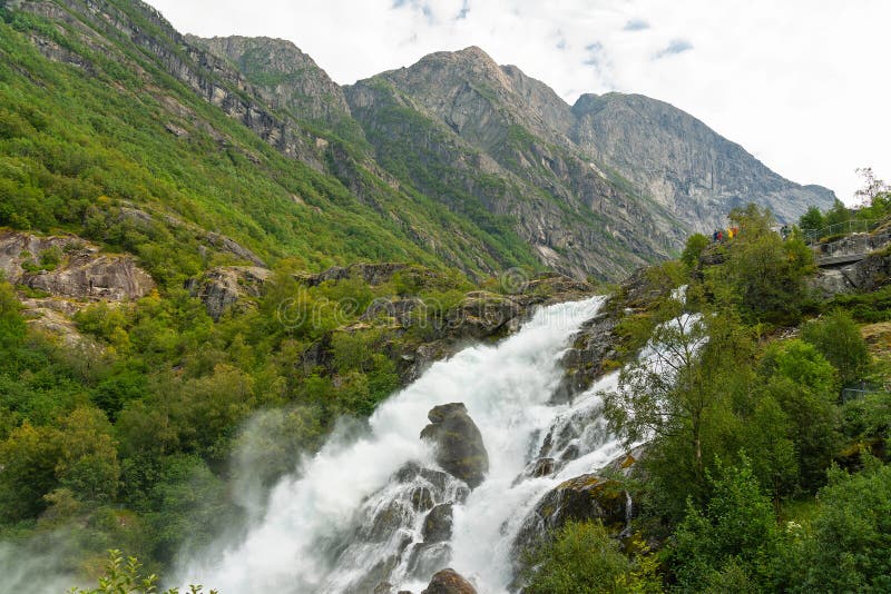 Waterfall Stream Landscape View, Norway, National Park Jostedalsbreen ...