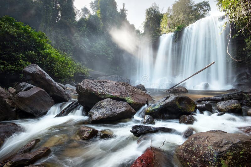 Waterfall Landscape Panorama. Outdoor Hdri Photography Stock Image ...
